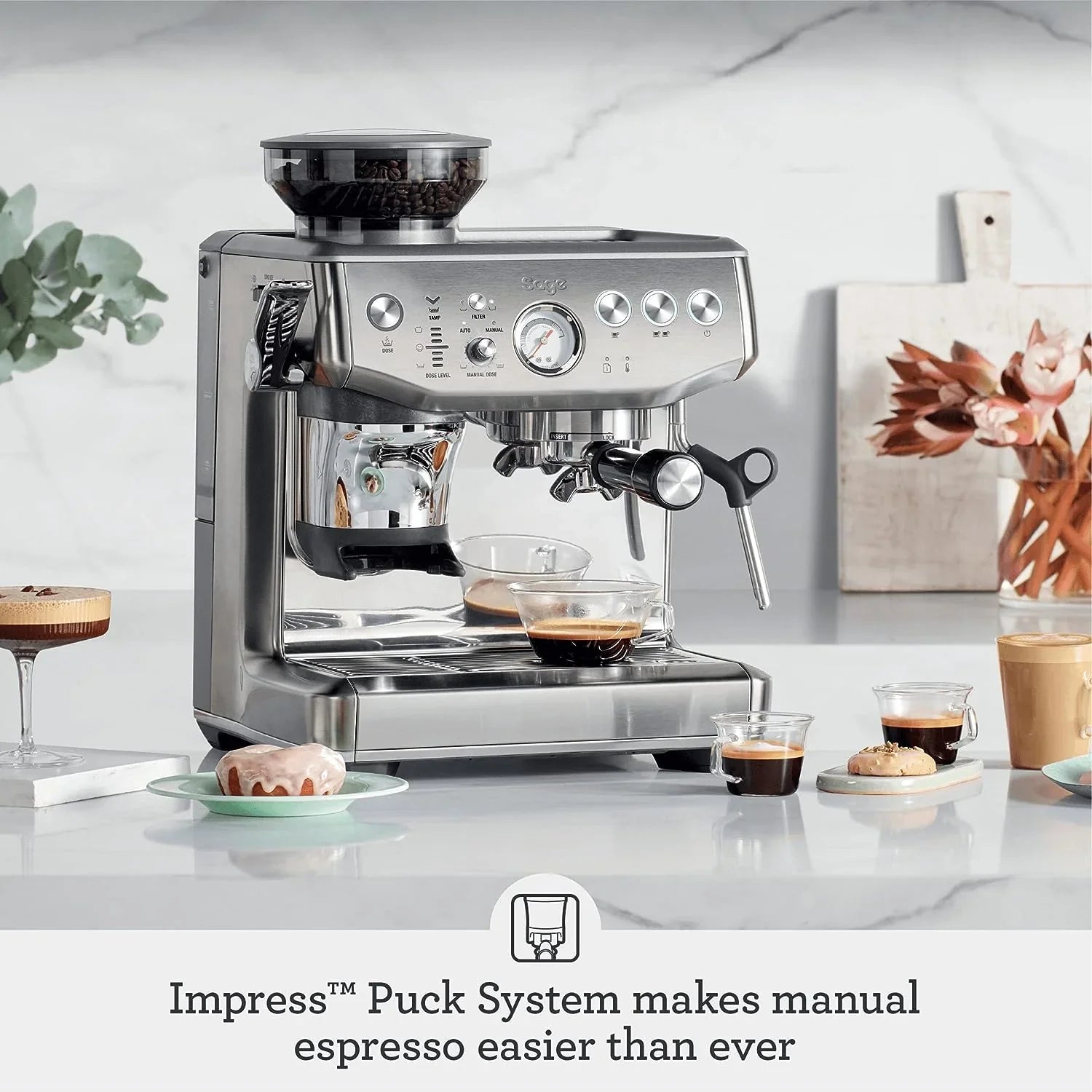 SAGE SES876BSS4GUK1 Barista Express Impress Bean to Cup Coffee Machine ...